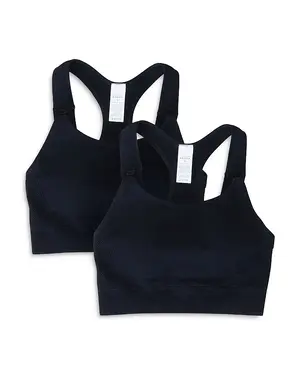Ingrid & Isabel® Seamless Nursing Sports Bra, Pack Of 2 - Black/black