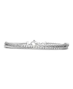 David Yurman Crossover Bracelet With Diamonds - Silver