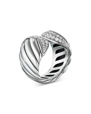 David Yurman Sculpted Cable Ring With Pave Diamonds