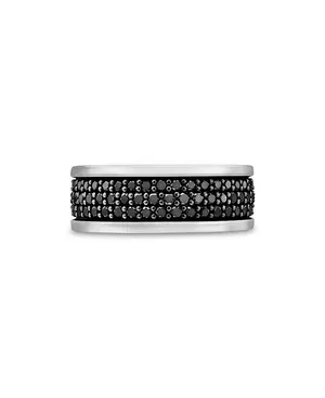 David Yurman Streamline Band Ring With Black Diamonds - Black/silver