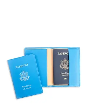 ROYCE NEW YORK ROYCE NEW YORK Leather Passport Case Light Blue