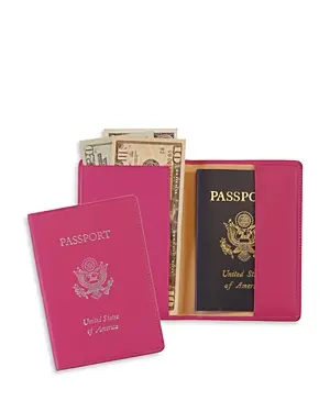 ROYCE NEW YORK ROYCE NEW YORK Leather Passport Case Pink