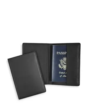 ROYCE NEW YORK Leather Rfid-blocking Protective Passport Case Black