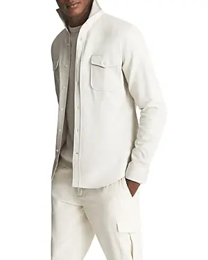 REISS Reiss Arlo Textured Canvas Overshirt Stone