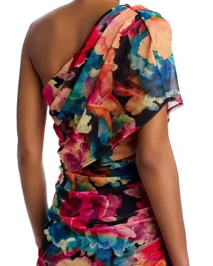 Black Halo Rosario One Shoulder Dress - Rainbow Canvas