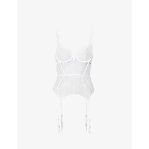 Bluebella Marseille Underwired Stretch-mesh Basque - White