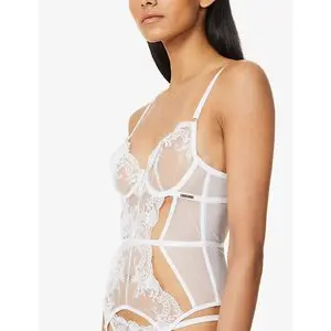 Bluebella Marseille Underwired Stretch-mesh Basque - White