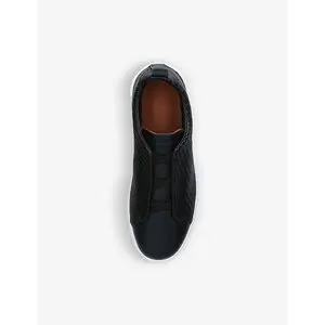 Zegna Pelletessuta Woven Leather Low-top Trainers - Black