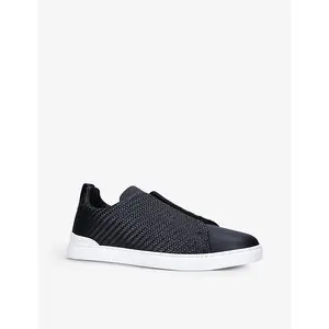 Zegna Pelletessuta Woven Leather Low-top Trainers - Black