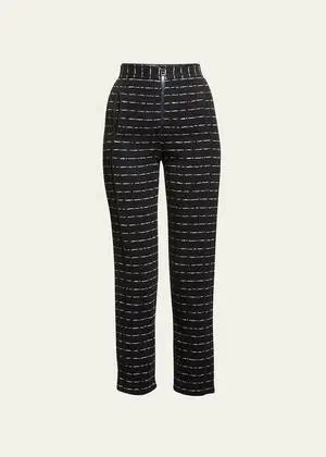 Giorgio Armani Straight-leg Ankle Jersey Jacquard Pants - Solid Black