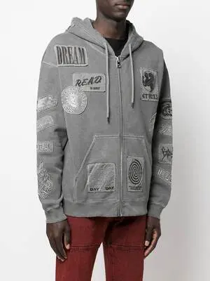 Etudes Logo-Patch Zip Hoodie In Grey - 59% Off | Editorialist