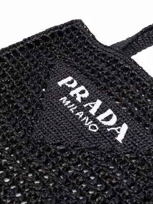 Prada Crochet Tote Bag - Black