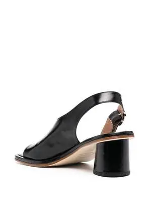 SCAROSSO Jill Patent Leather Sandals - Black