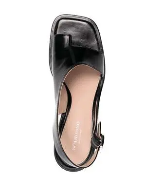 SCAROSSO Jill Patent Leather Sandals - Black