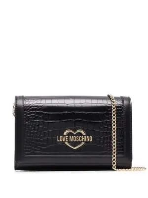 Moschino Crocodile-effect Shoulder Bag - Black