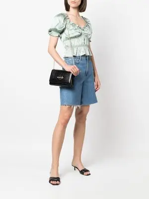 Moschino Crocodile-effect Heart-plaque Shoulder Bag