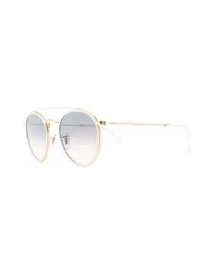 Ray-ban Round Frame Double Bridge Sunglasses - Gold