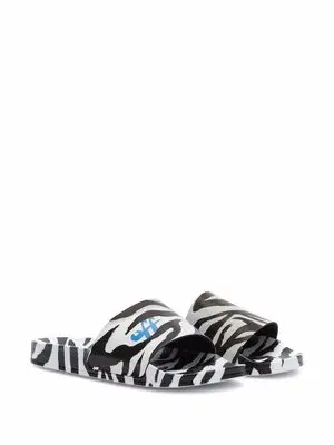 Off-White Off- Zebra Print Pool Slides