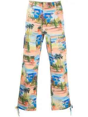 LES BENJAMINS Graphic-print Utility Trousers