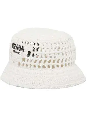 Prada Crochet Bucket Hat - White