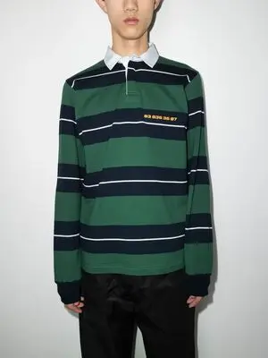 VTMNTS Barcode-print Striped Polo Shirt