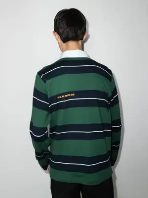 VTMNTS Barcode-print Striped Polo Shirt