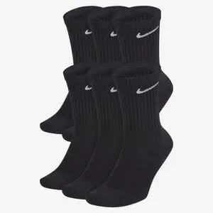 Nike Everyday Cushioned Training Crew Socks (6 Pairs) Black,white