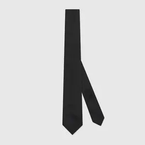 Gucci Silk Tie With Double G Detail - Black