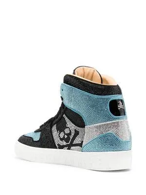Philipp Plein Crystal-embellished High-top Sneakers - Blue