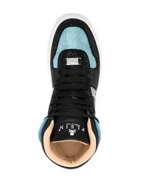 Philipp Plein Crystal-embellished High-top Sneakers - Blue