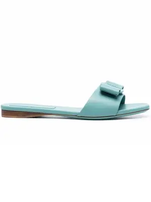 FERRAGAMO Vicky Light Blue Leather Sandals