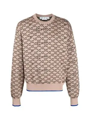 Off-White Monogram Allover Knit Crewn Camel Black