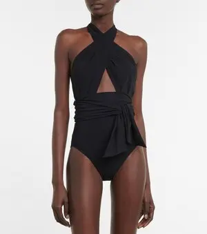 KARLA COLLETTO Cutout Halterneck Swimsuit - Black