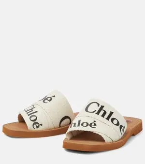 Chloé Woody Canvas Slides - White