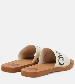 Chloé Woody Canvas Slides - White