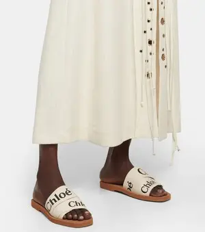 Chloé Woody Canvas Slides - White