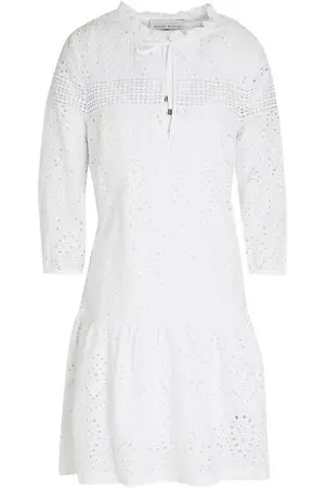 Heidi Klein Gathered Broderie Anglaise Cotton Mini Dress