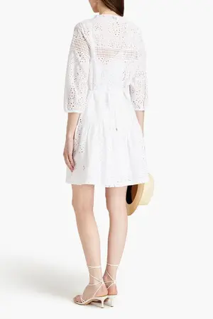Heidi Klein Gathered Broderie Anglaise Cotton Mini Dress