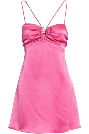NICHOLAS Nicholas Ruched Silk-Satin Mini Dress - Bright Pink