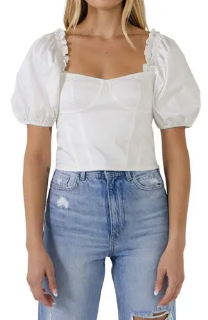 Endless Rose Puff Sleeve Corset Crop Top