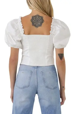 Endless Rose Puff Sleeve Corset Crop Top