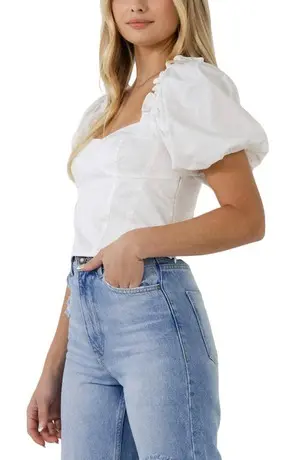 Endless Rose Puff Sleeve Corset Crop Top