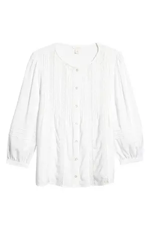 Caslon Lace Inset Pintuck Blouse