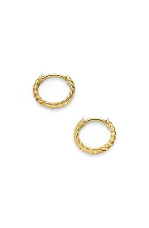 David Yurman 18k Gold Sculpted Cable Huggie Hoop Earrings - 18k Yellow Gold