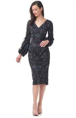 Js Collections Lela Blouson Sleeve Cocktail Dress