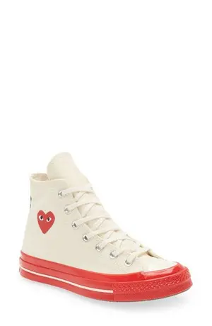Play Comme Des Garcon X Converse Gender Inclusive Chuck Taylor® Hidden Heart Red Sole High Top Sneaker