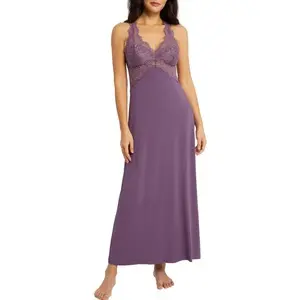 Fleur't Belle Époque Lace Trim Knit Nightgown Iris