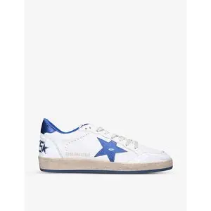 GOLDEN GOOSE Ball Star Logo-embroidered Leather Low-top Trainers - White/navy