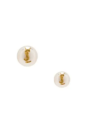 Saint Laurent Stud Earrings - Or Laiton & Creme