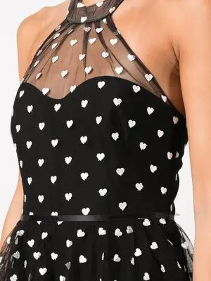 Marchesa Heart Print Tiered Maxi Gown